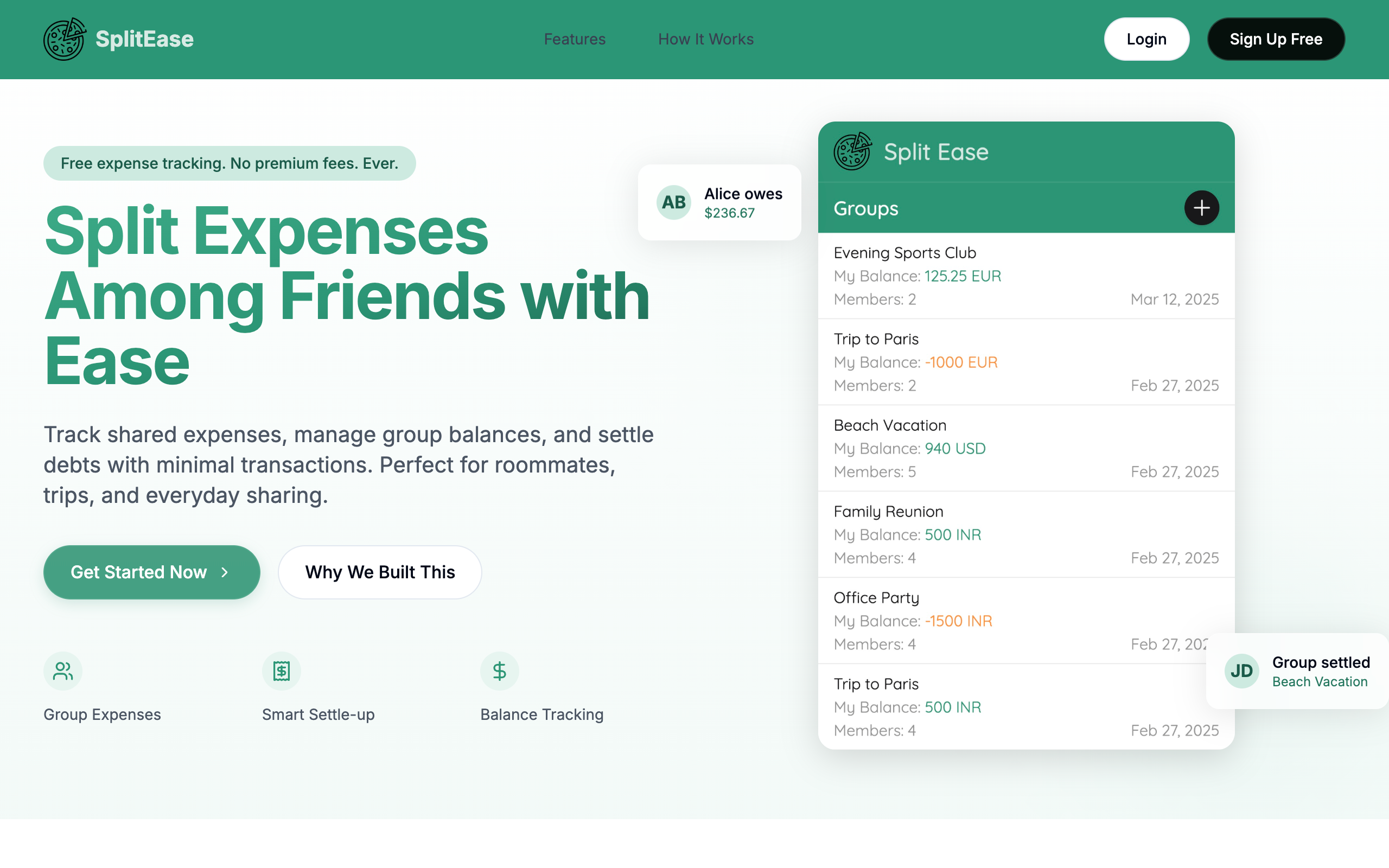SplitEase - The Best Free Alternative to Splitwise | Expense Splitter